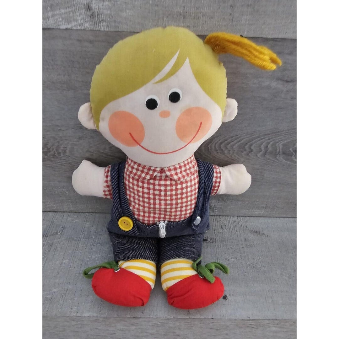 Vintage 1976 Playskool Dapper Dan Plush 14 Learning Doll Snap Zipper ...