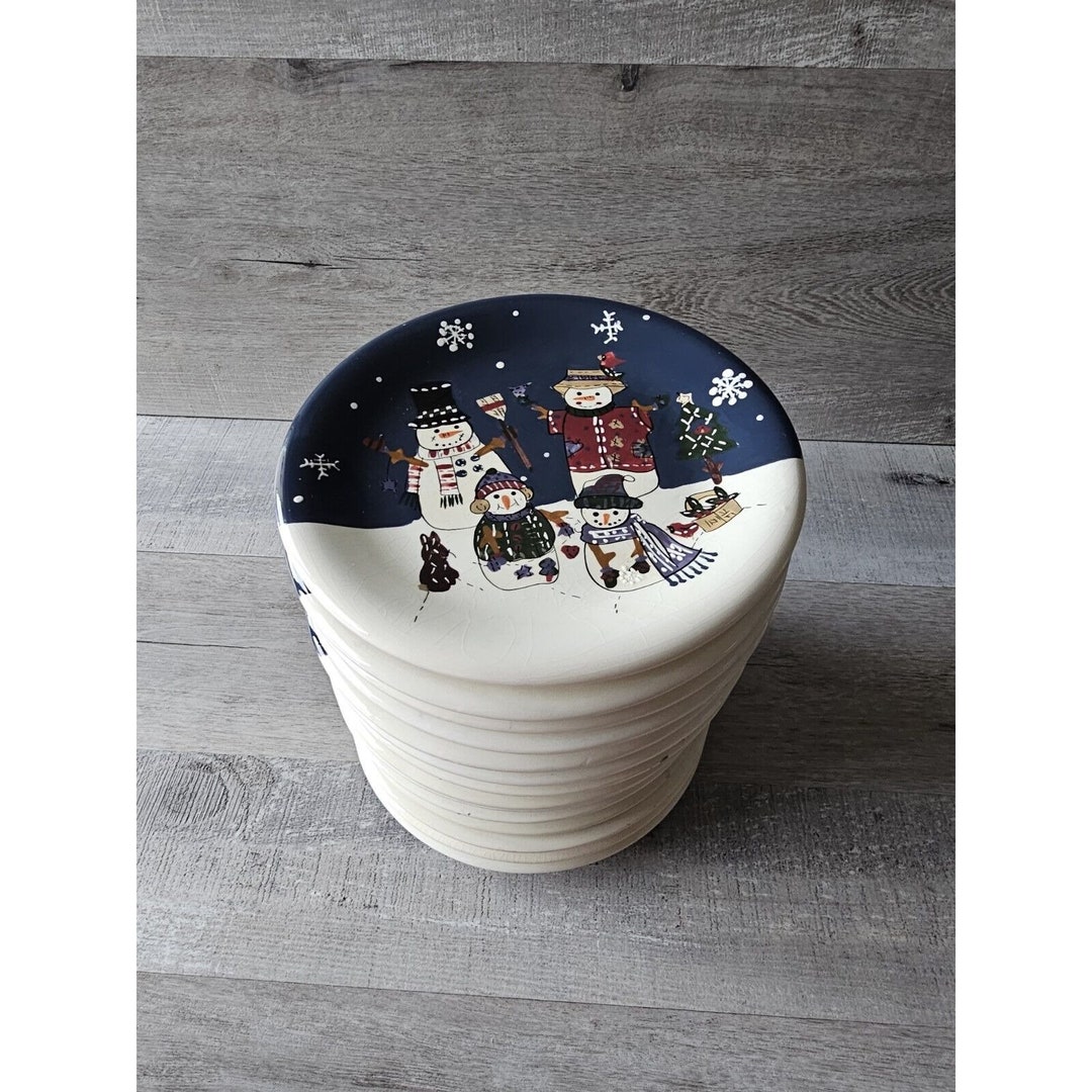 The Snow Friends Collection St. Nicholas Square Snowman Plates 10.5 ...