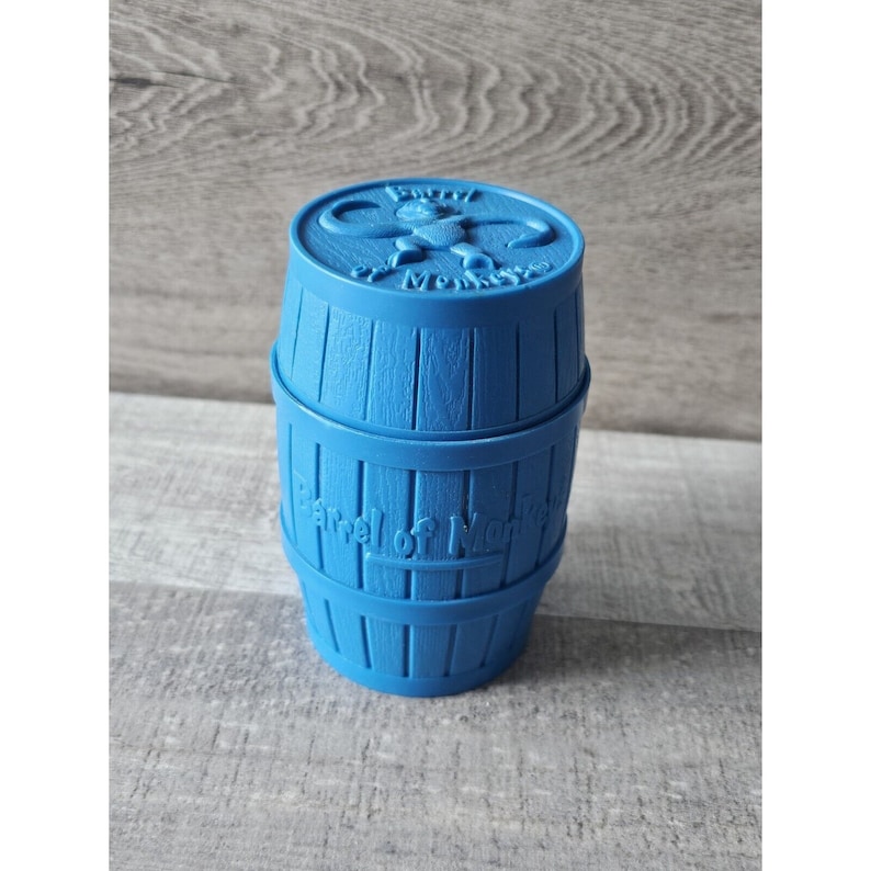 Vintage Barrel of Monkeys Game 1969 Milton Bradley Blue Barrel Red ...