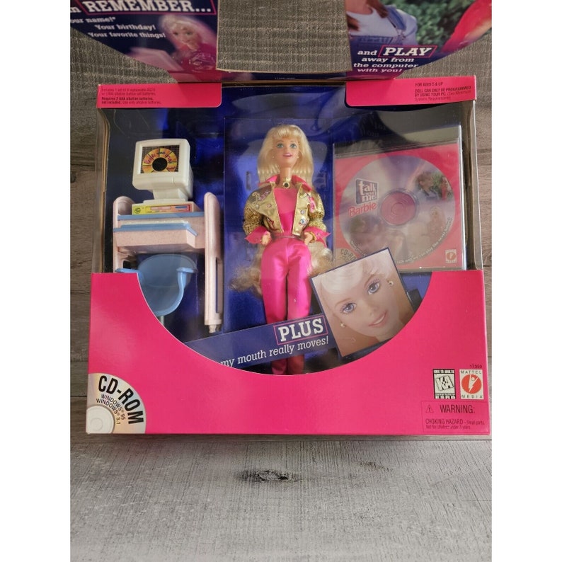 Vintage Talk With Me Programable Barbie W Computer Desk CD 17350 Mattel ...