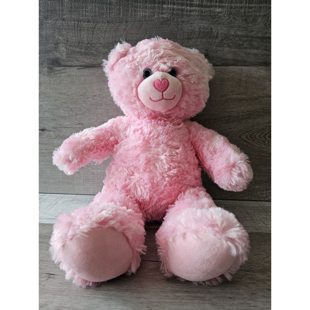 Build A Bear Pink Cuddles Plush 16" Teddy Bear Curly Swirl Fur Stuffed ...