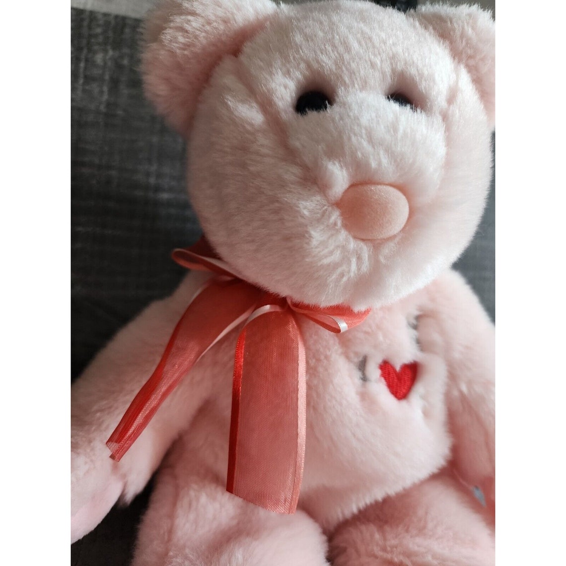 2004 Ty Beanie Buddies Teddy Bear 14" Plush Pink Sweetest Heart ...