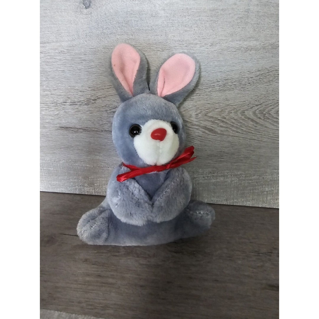 Vtg 1970s Baby Gray Bunny Plush W/bow 7" Small Eater Rabbit Rare - Etsy