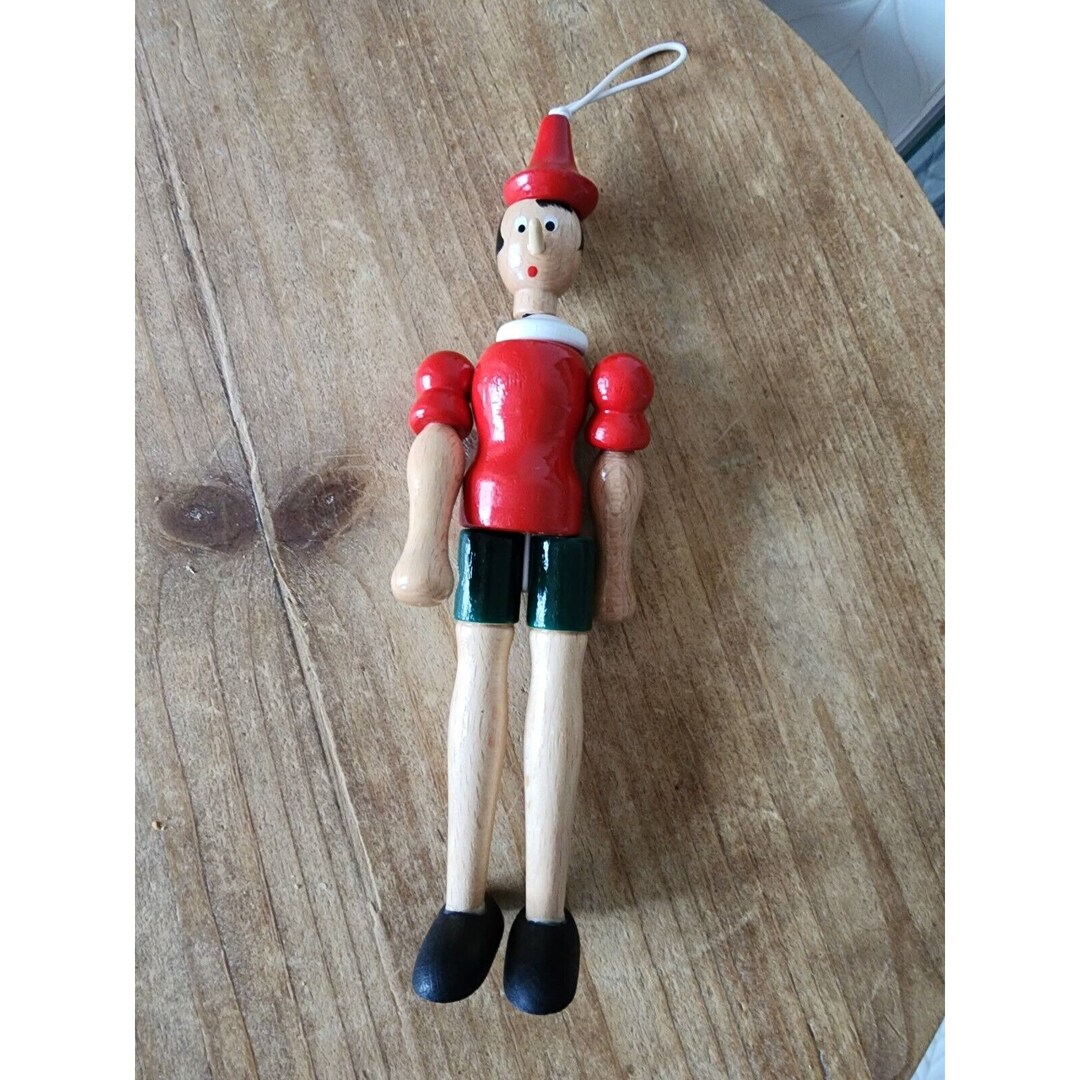 Pinocchio Original Rinaldi 7.5" Italy RED Wooden Character DOLL ...