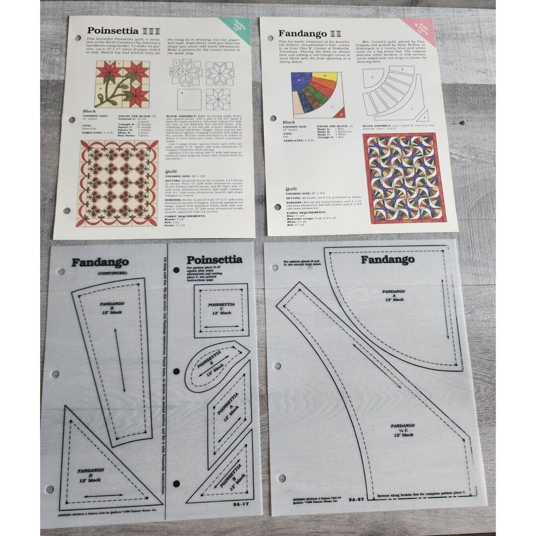 Fandago & Poinsettia Quilting Pattern Template Around the House Club ...