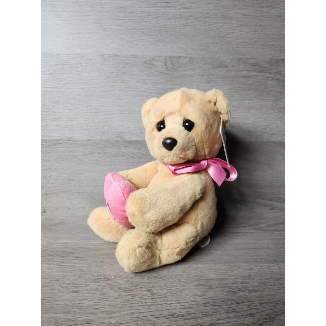 Vtg Plush People Pals Teddy Bear 9” Stuffed Animal Holding Pink Heart ...