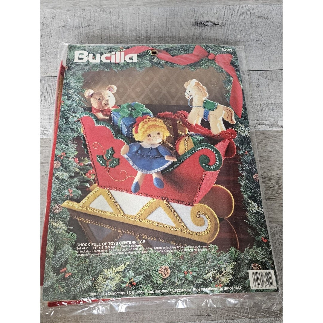 Vtg NOS 1994 Bucilla Chock Full of Toys Christmas Centerpiece Felt Kit ...