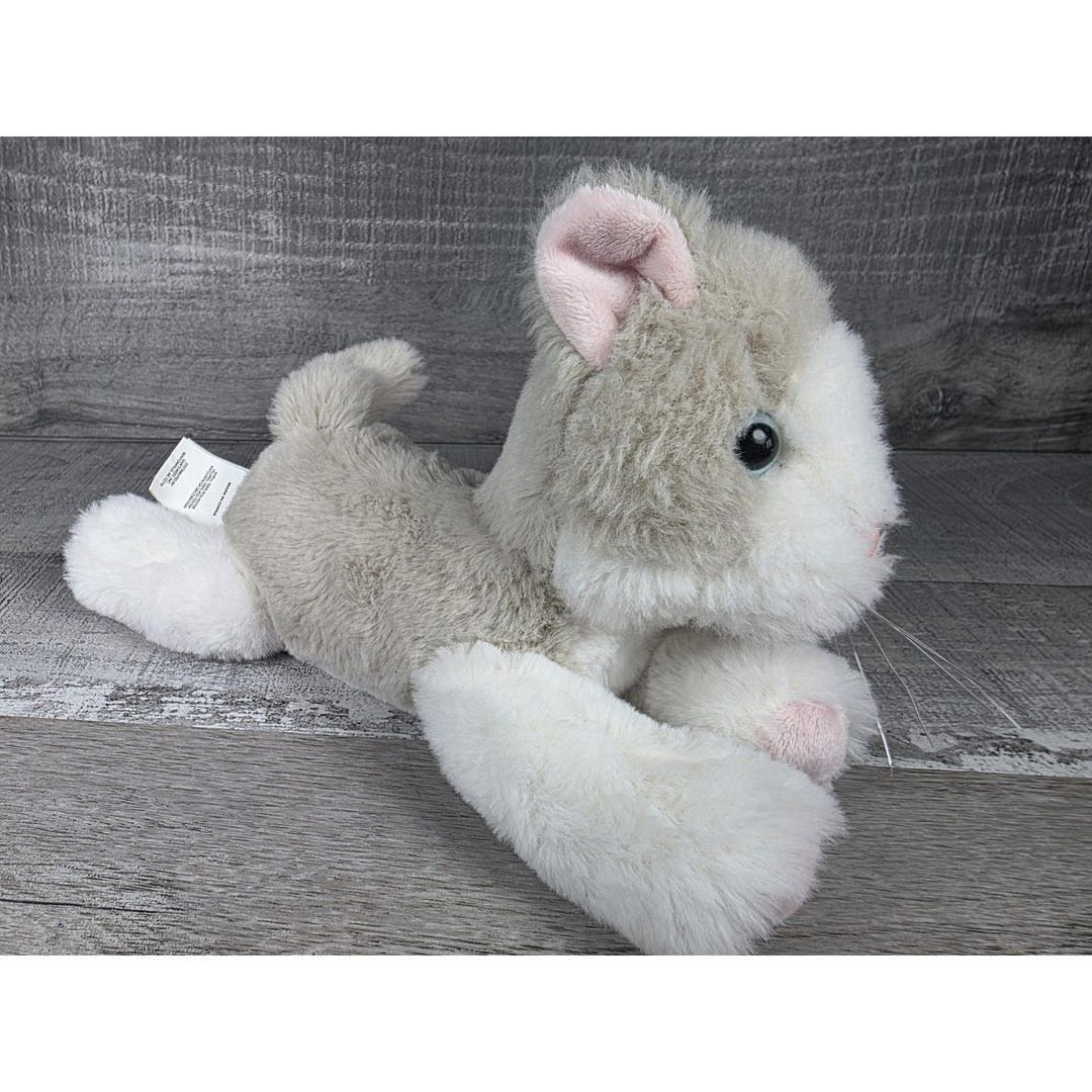 Sam West Cat Plush Posable Jointed Legs Grey White Kitten Blue Eyes Pet ...