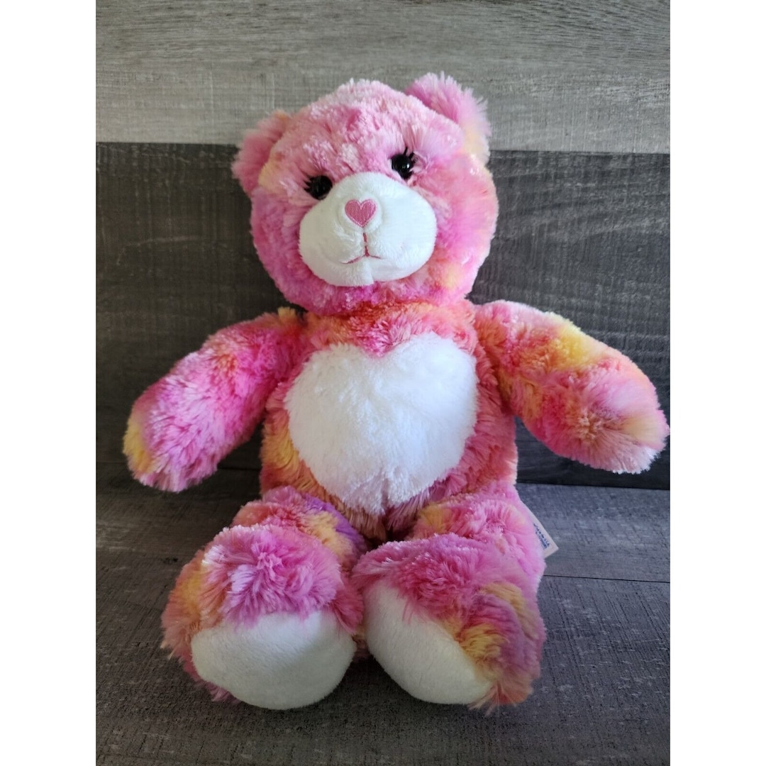 Build-a-bear Endless Hugs Bear Plush Stuffed Animal Tie Dye Pink Yellow ...