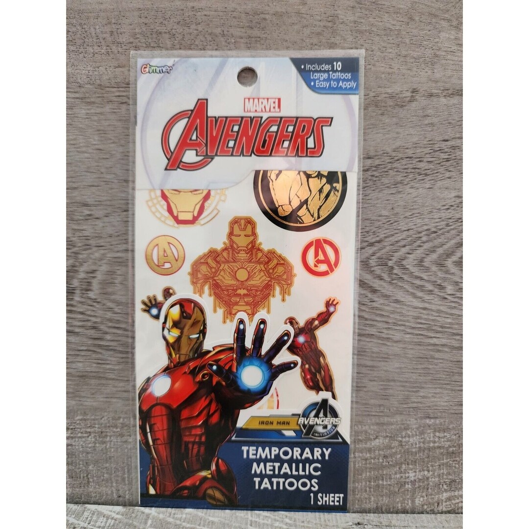 Iron Man Marvel Avengers Temporary Metallic 10 Lg Tattoos Marvel Comics ...
