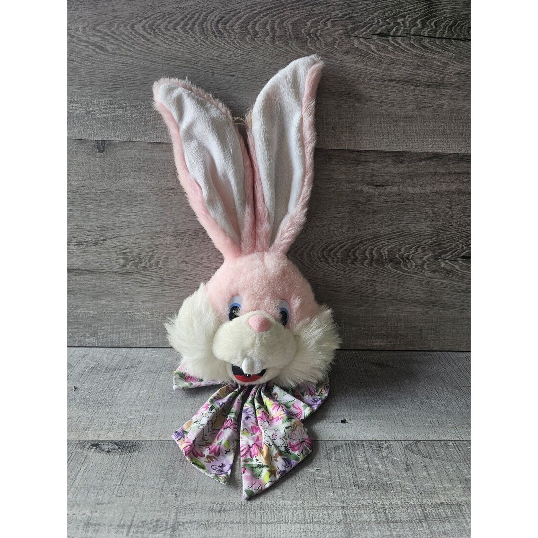 RARE Vintage 1993 Talking Rabbit Head Plush Pink Bunny Easter TLT Toys ...