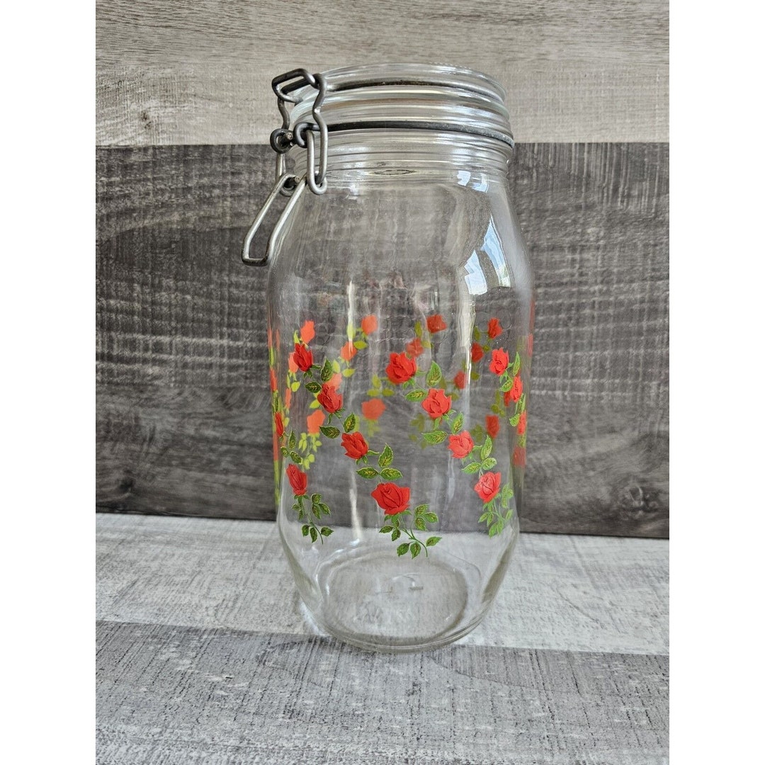 Vintage ARC Rose Flowers Pattern Canister Jar Metal Hinged France 2L - Etsy