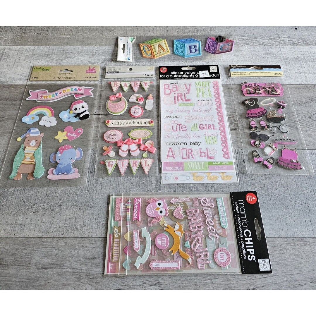 Sticker Lot BABY Girl Pink Scrapbooking 3D Stickers Babies Rare HTF ...