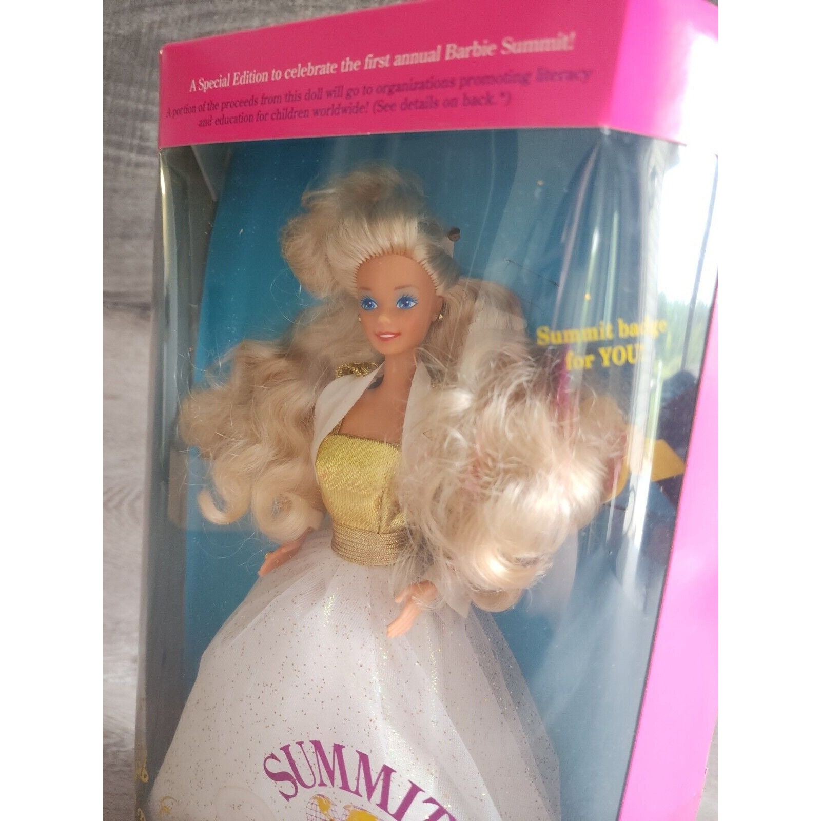 Mattel Summit Barbie 1990 Special Edition Doll White Gold Dress Blonde ...