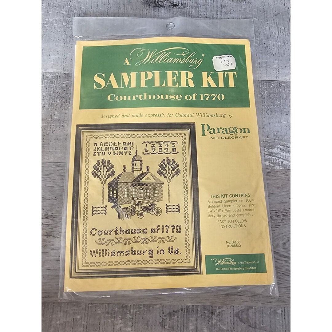 Vintage Paragon Needlecraft Williamsburg Sampler Kit Courthouse of 1770 ...