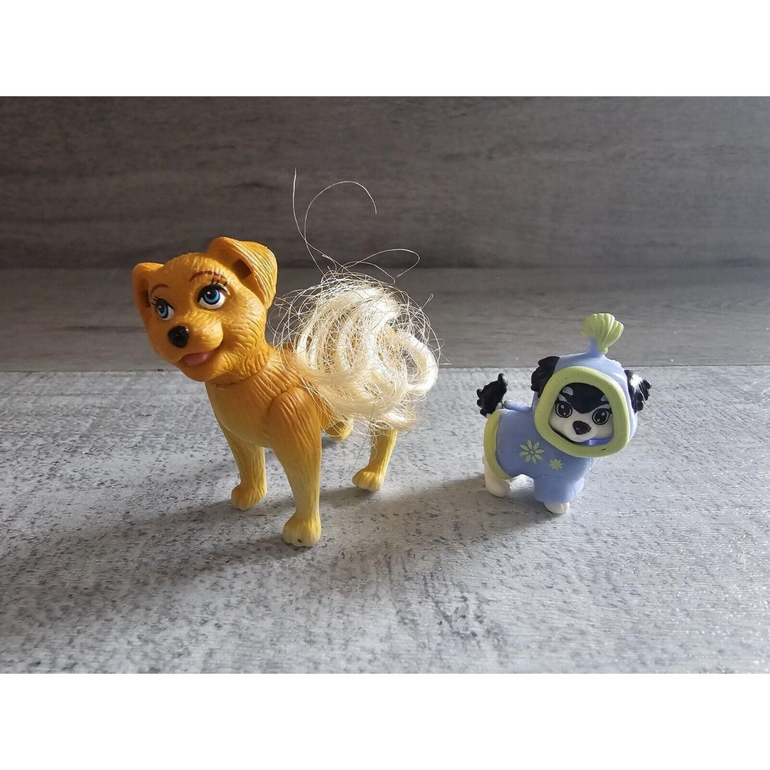 Polly Pocket Pets Dogs Rooted Hair Lot of 2 Sweet Treats Mattel Mini ...