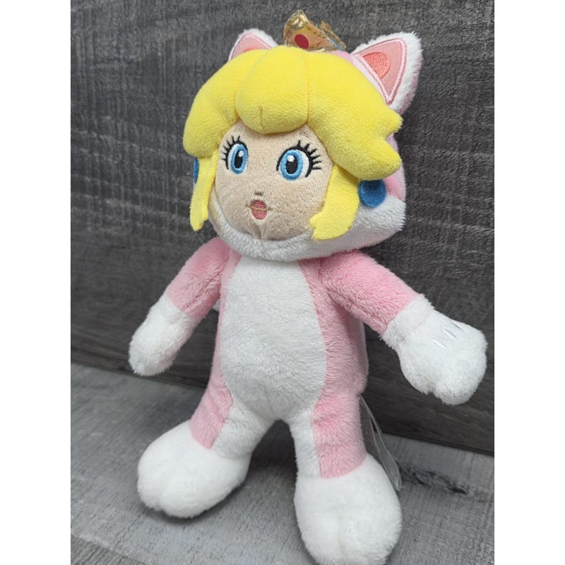 Super Mario 3D World Princess Peach Cat Plush Figure Pink 9" Nintebdo ...