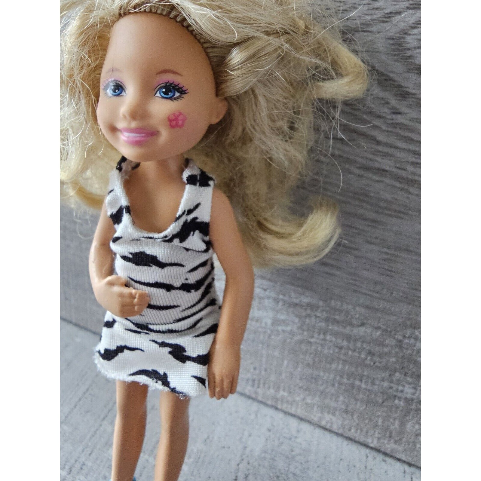 Barbie Sister Chelsea Doll Long Blonde Hair Mattel Zebra Animal Print ...