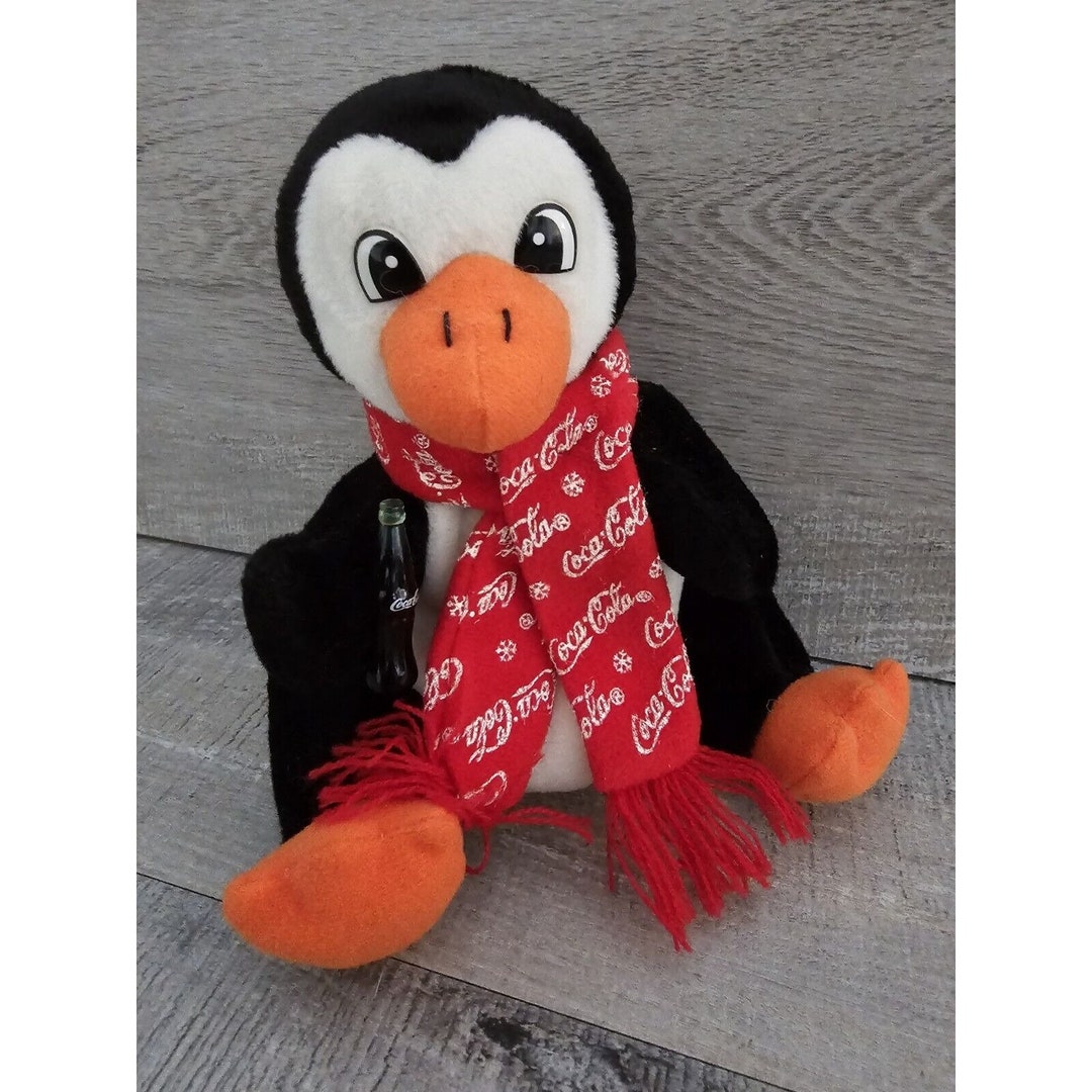 Coca Cola Penguin W/coke 1998 Bean Bag Plush With Snowflake Scarf 6 ...