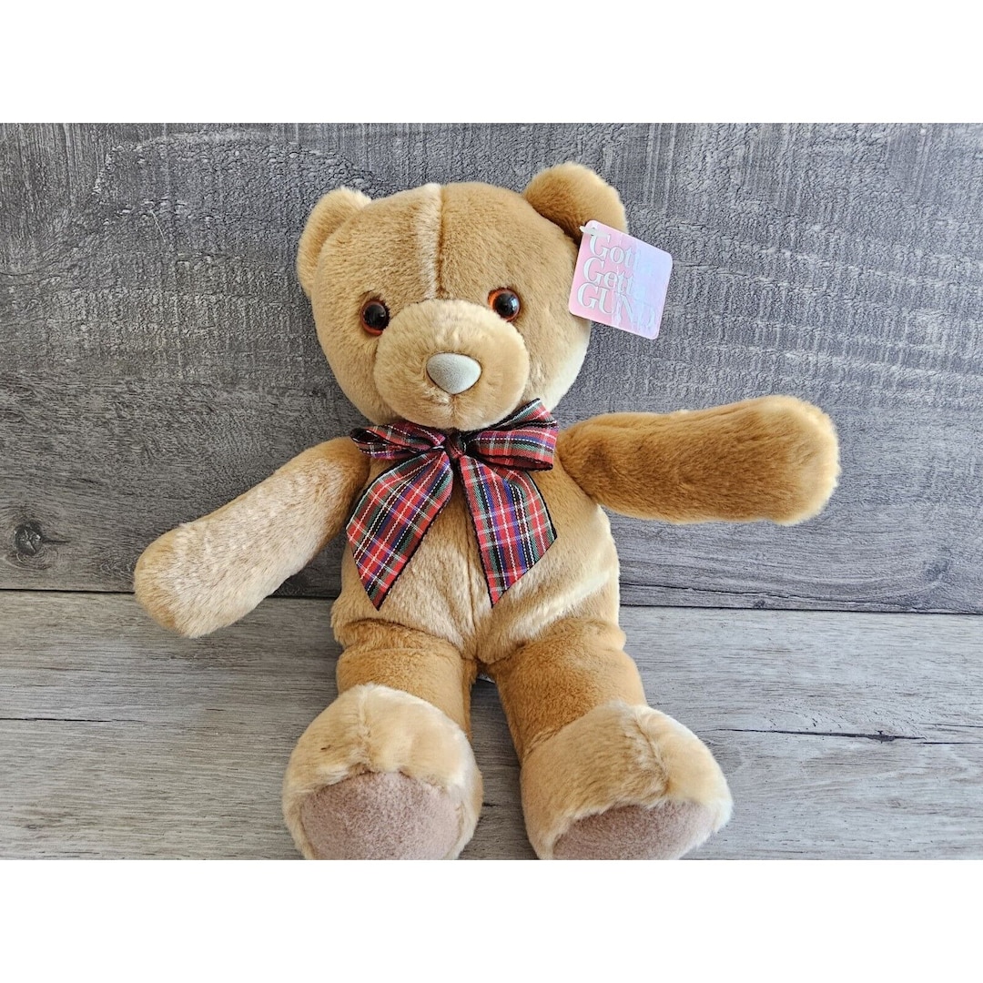 Vintage GUND Bo Bear Soft Tan Teddy Bear Plaid Bow 10" Plush Stuffed ...