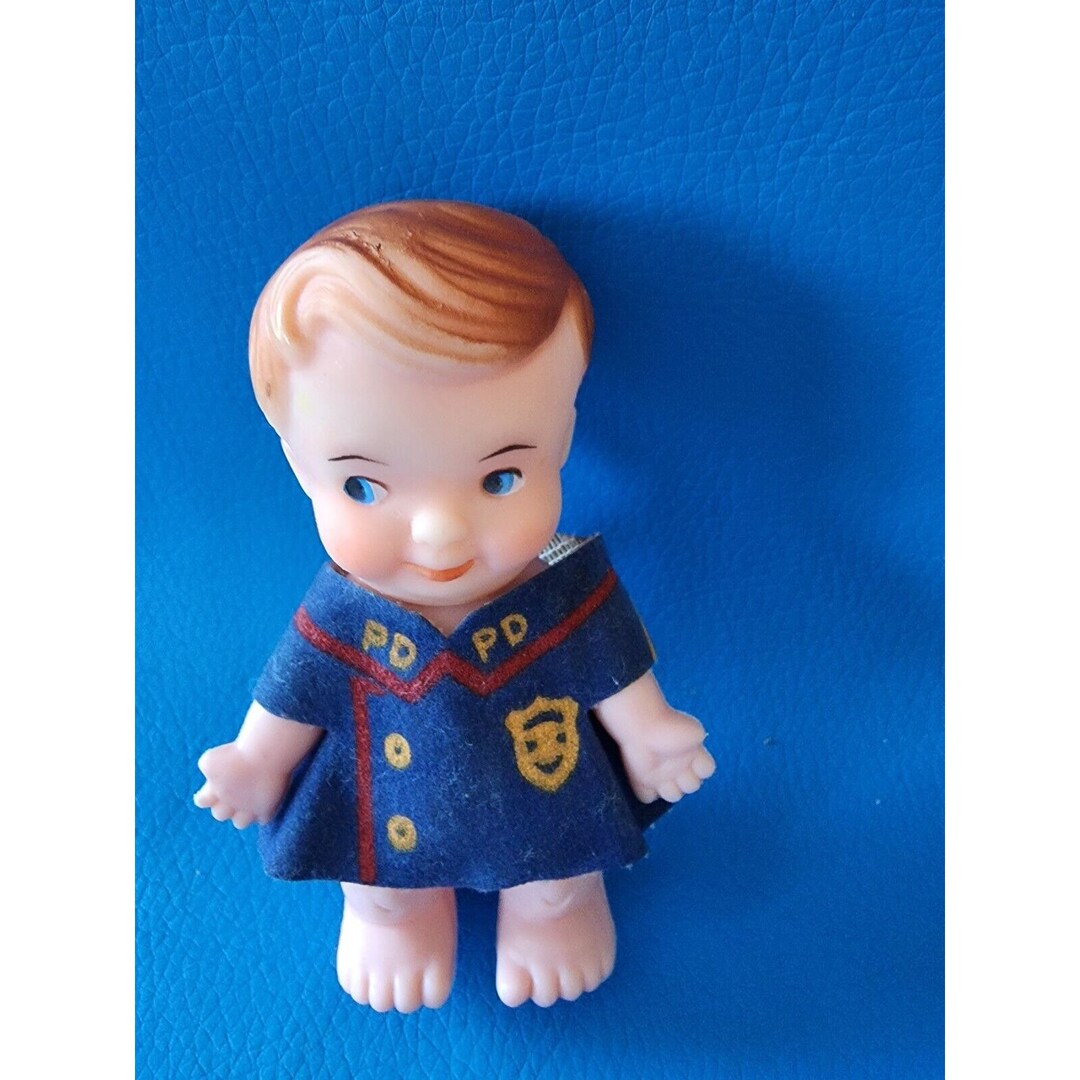 1966 Uneeda Doll Co Pee Wee Baby Doll Boy Police Dept 3.25"h Hong Kong ...