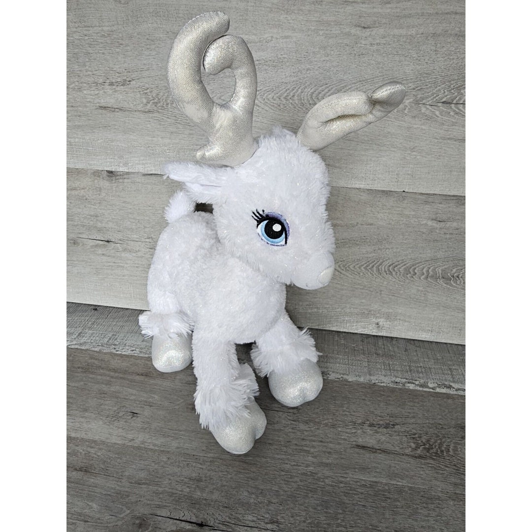 BABW Build-a-bear Glisten Sparkly White Reindeer Plush Stuffed Animal ...
