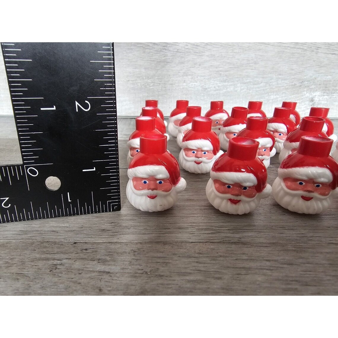 Vintage Blow Mold SANTA Head Lot of 20 Plastic Christmas Mini Light ...