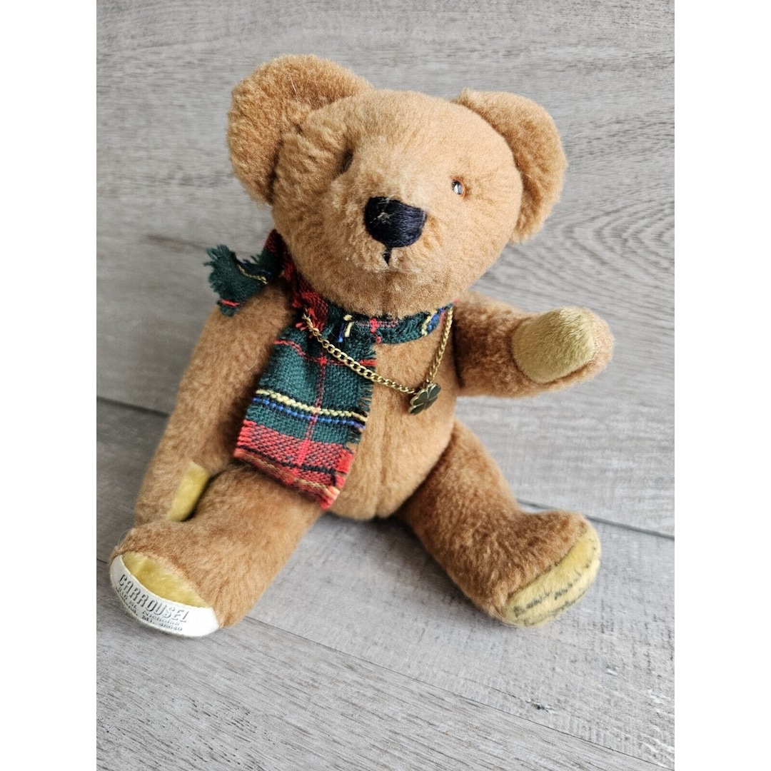 Vtg Carousel Teddy Bear Plush Jointed Brown Stuffed Animal Micro 6" Signed Irish - Etsy