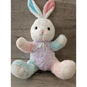 Goffa Bunny Rabbit Pink Plush Colorful Colorblock Stuffed Animal Easter ...
