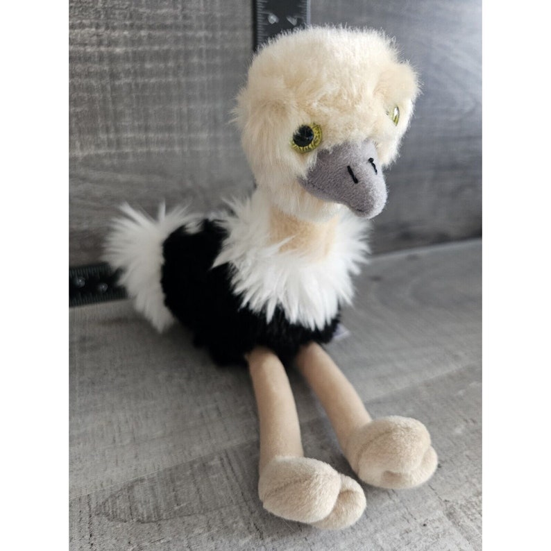 Aurora Ostrich Plush Stuffed Animal Fluffy Black White Gray Soft 2017 8 ...
