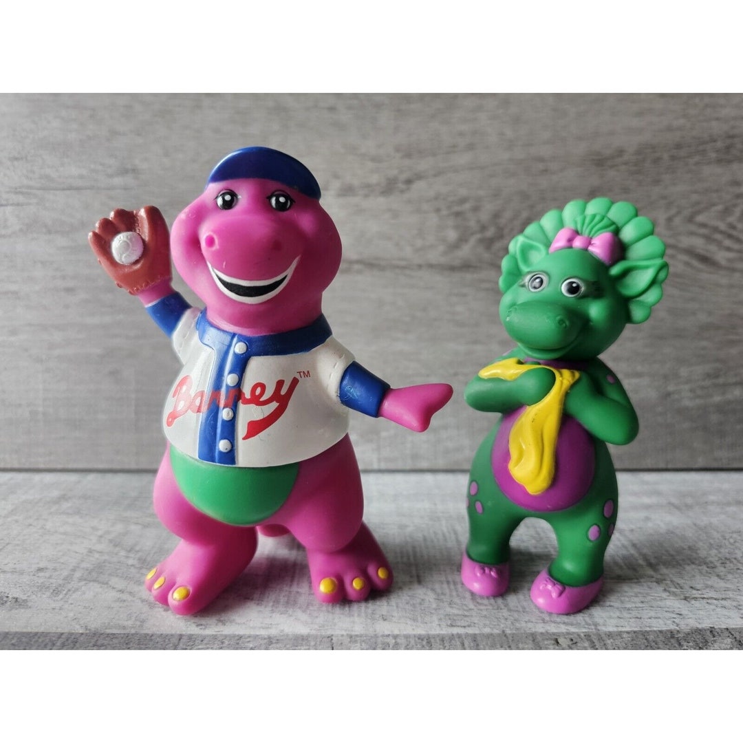 Barney the Purple Dinosaur Baseball Figure and Baby Bop W Blanket Vtg ...