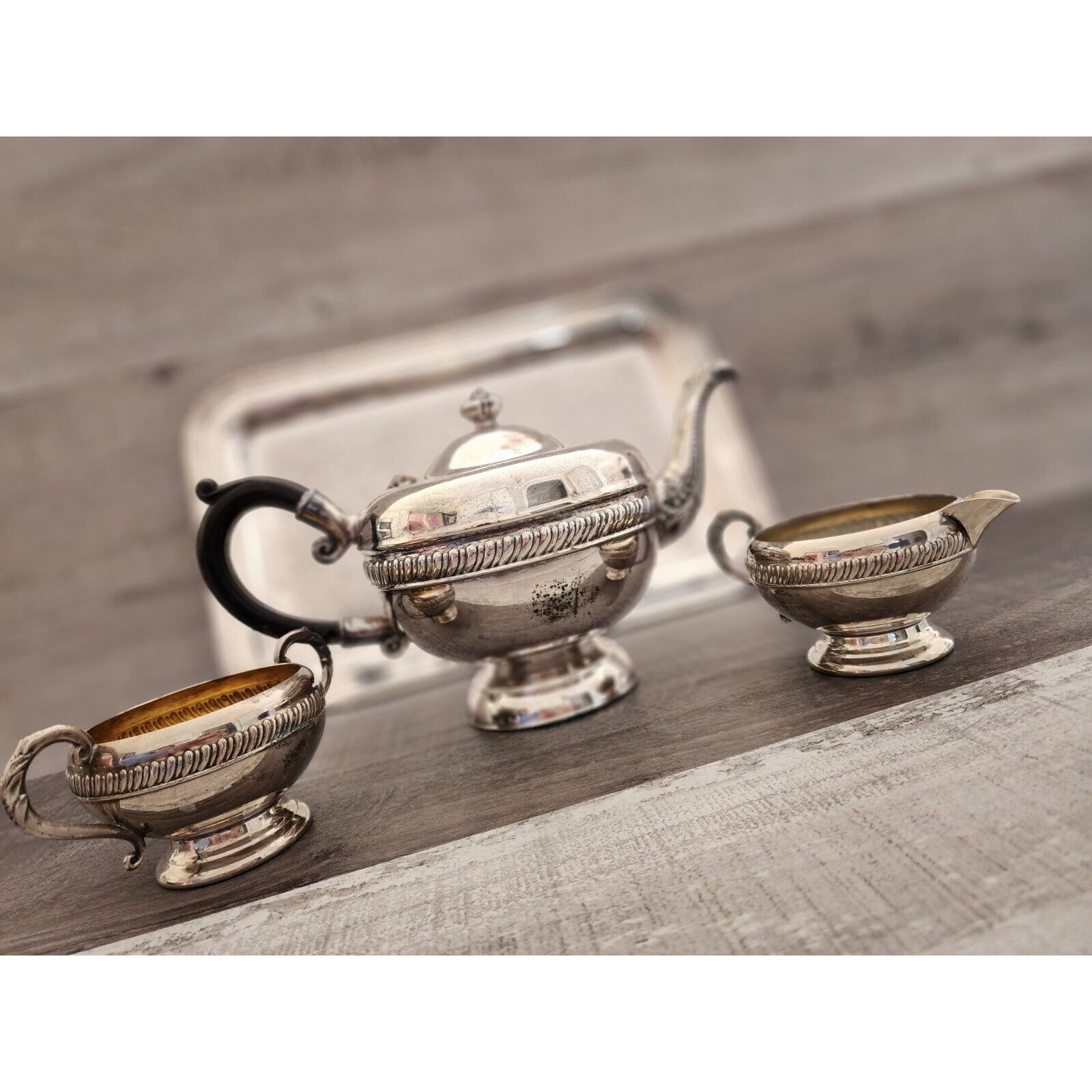 Vintage WM Rogers Silverplate 4-piece Tea Set Ornate Tea Set W - Etsy