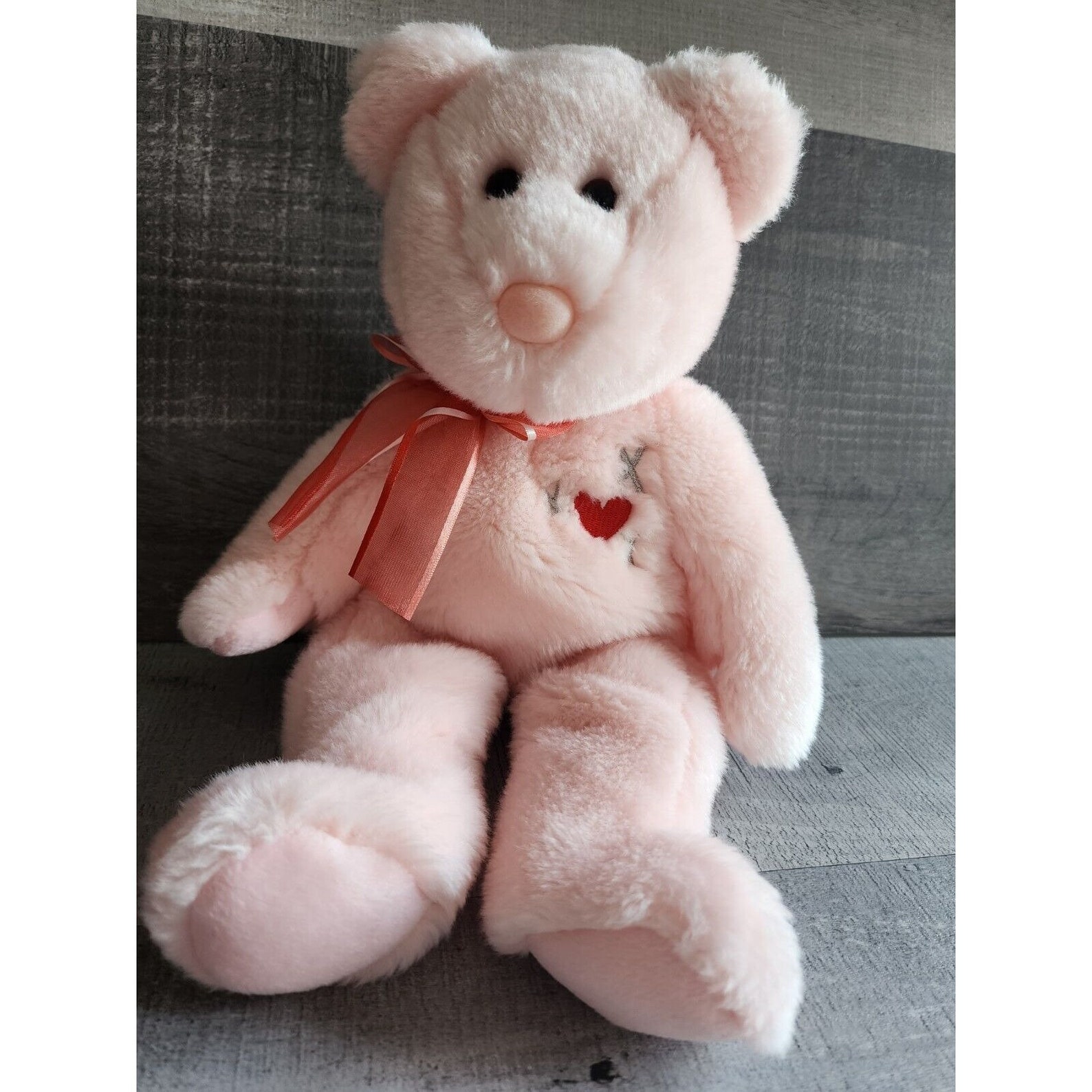 2004 Ty Beanie Buddies Teddy Bear 14" Plush Pink Sweetest Heart ...