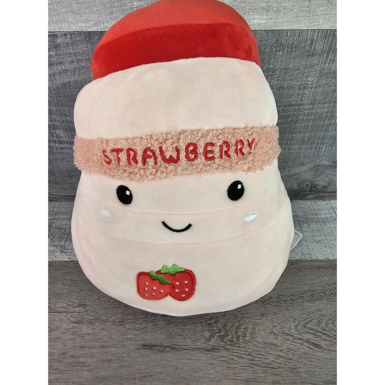 Miniso Strawberry Milkshake Soft Plush 12” Pink Red Stuffed Animal Room ...