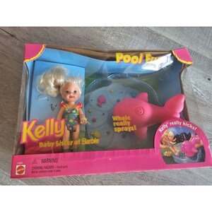Vintage Pool Fun Kelly Baby Sister of Barbie Spraying Whale 1996 Mattel ...