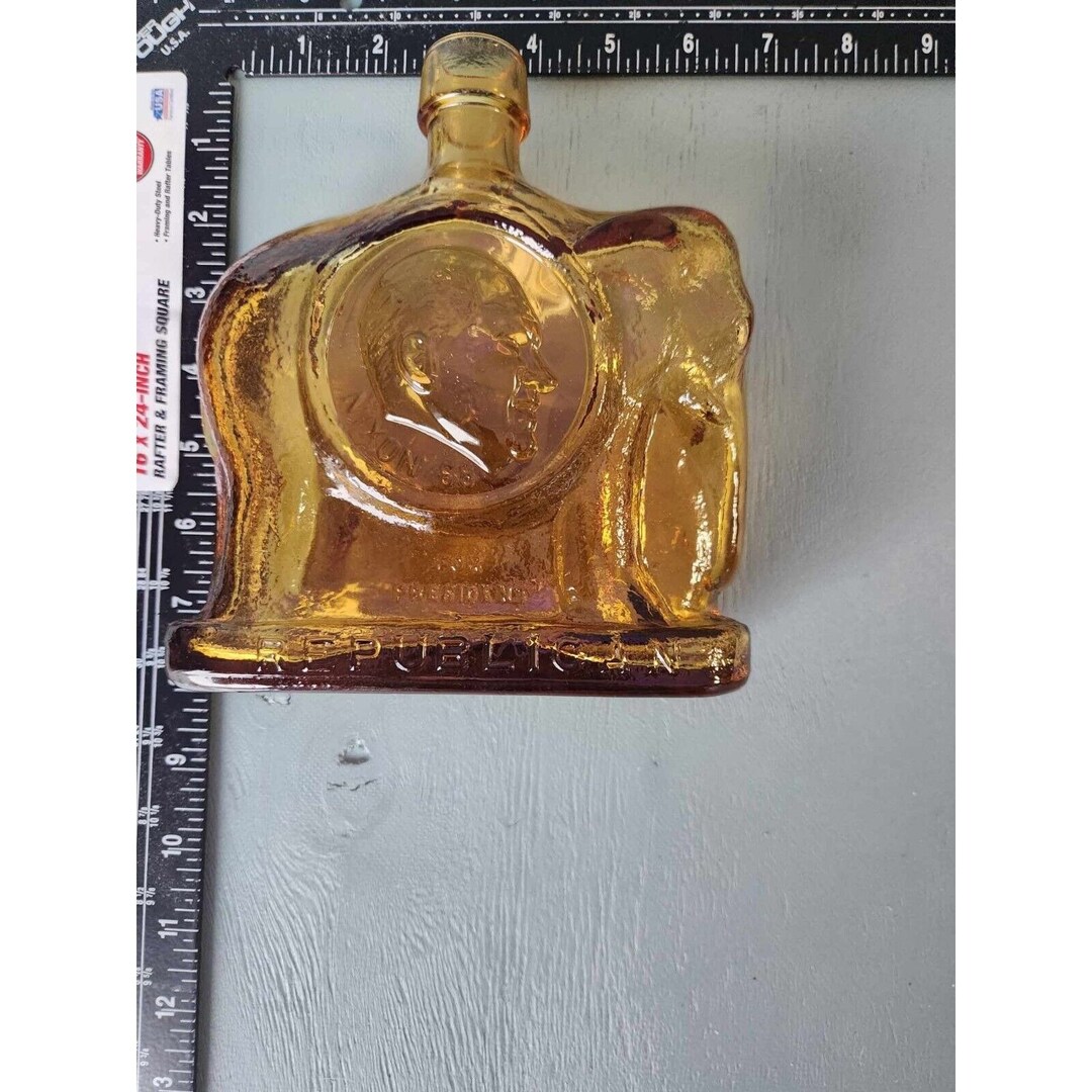 Vintage 1968 Wheaton Glass Presidential Campaign Bottles Elephant Nixon ...