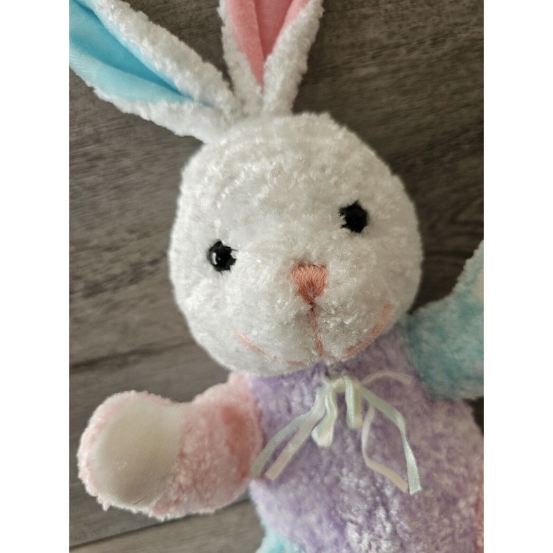 Goffa Bunny Rabbit Pink Plush Colorful Colorblock Stuffed Animal Easter ...