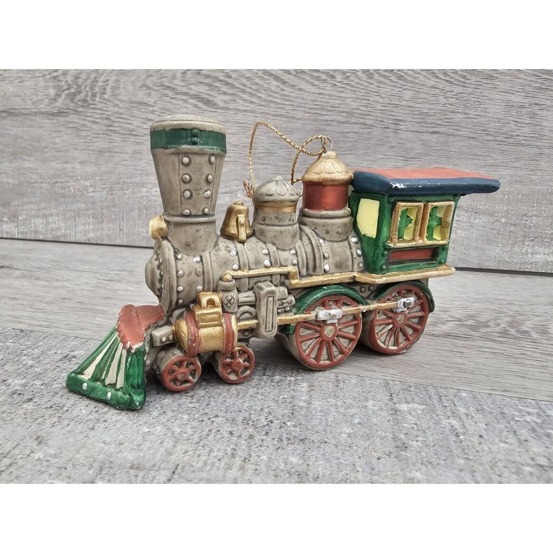 Vtg Franks Nursery and Crafts Train Christmas Ornament Ceramic 3" Tall ...