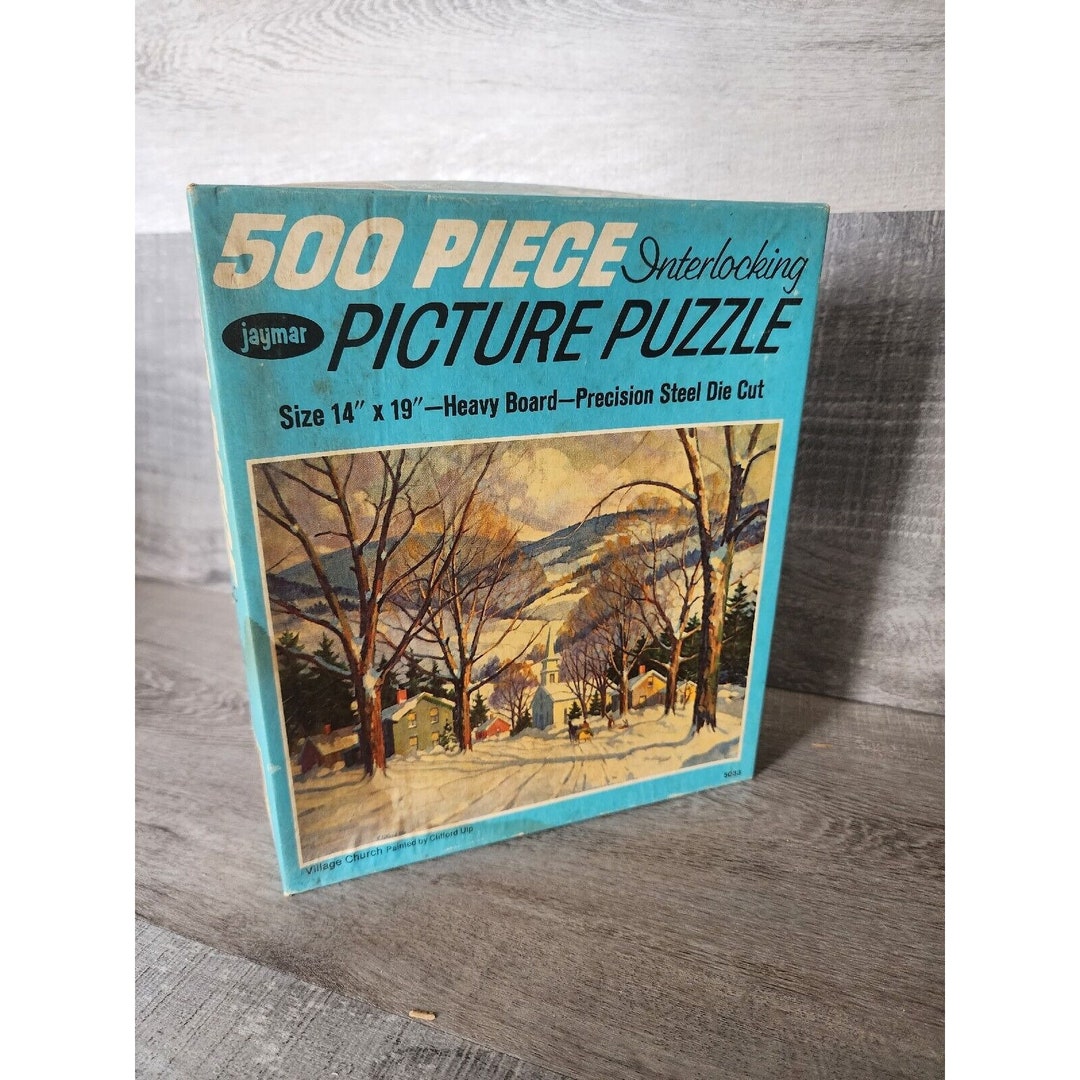 Vintage Jaymar 500 Piece Picture Puzzle Village Church #5033 Conplete ...