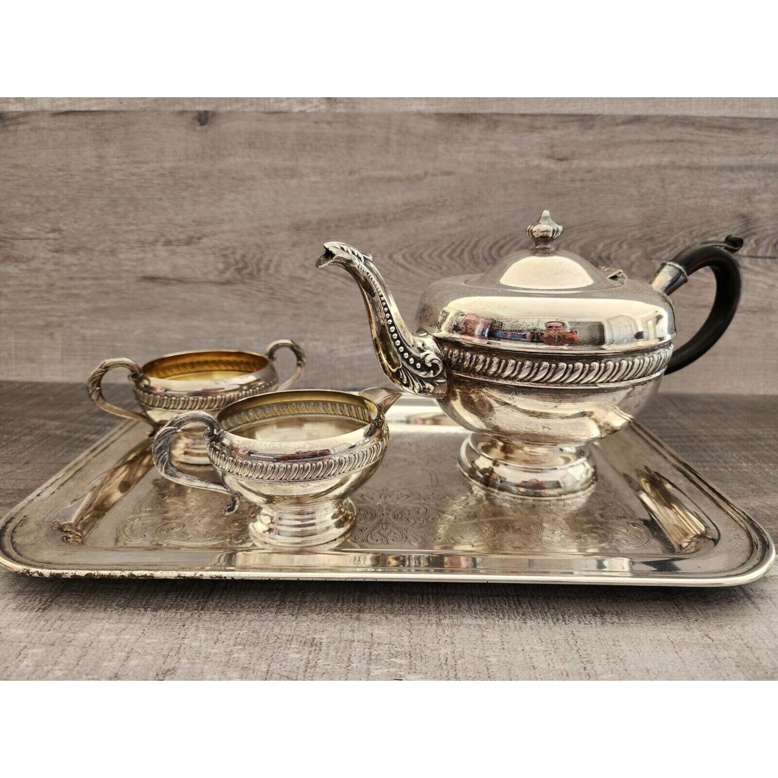 Vintage WM Rogers Silverplate 4-piece Tea Set Ornate Tea Set W - Etsy