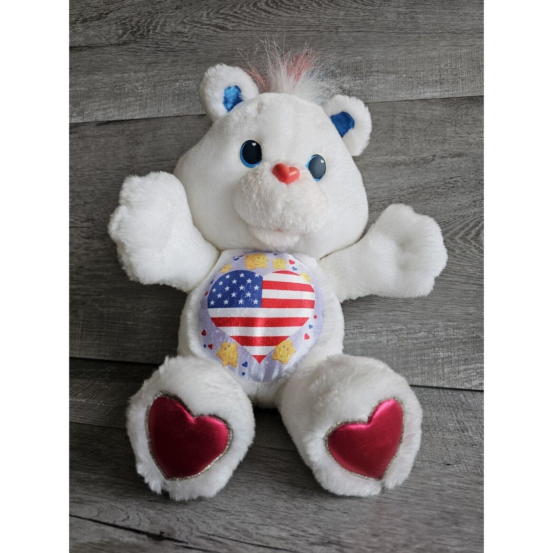 Vtg Care Bears Proud Heart 12” Patriotic Kenner Plush USA Red White ...