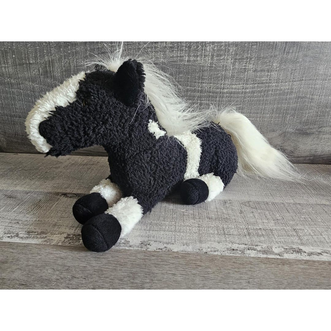 Peluche di 16" Stallone Cavallo Nero Pinto Rinco Cavallo Nero G21 ...