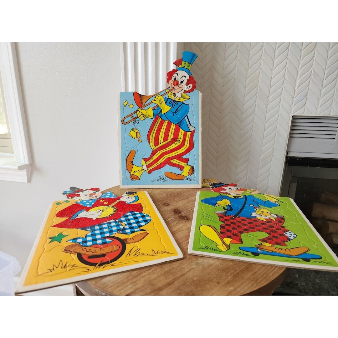 Vintage Set of 3 Warren Built-rite Puzzles Sta-n-place Furry Inlaid ...