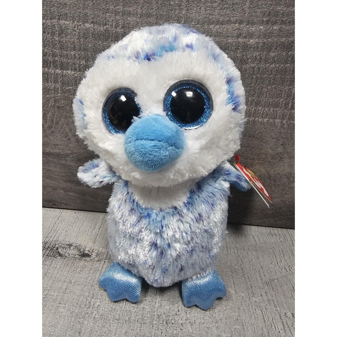 TY Beanie Boos Tony the Blue Penguin Glitter Eyes 6" Plush New With ...