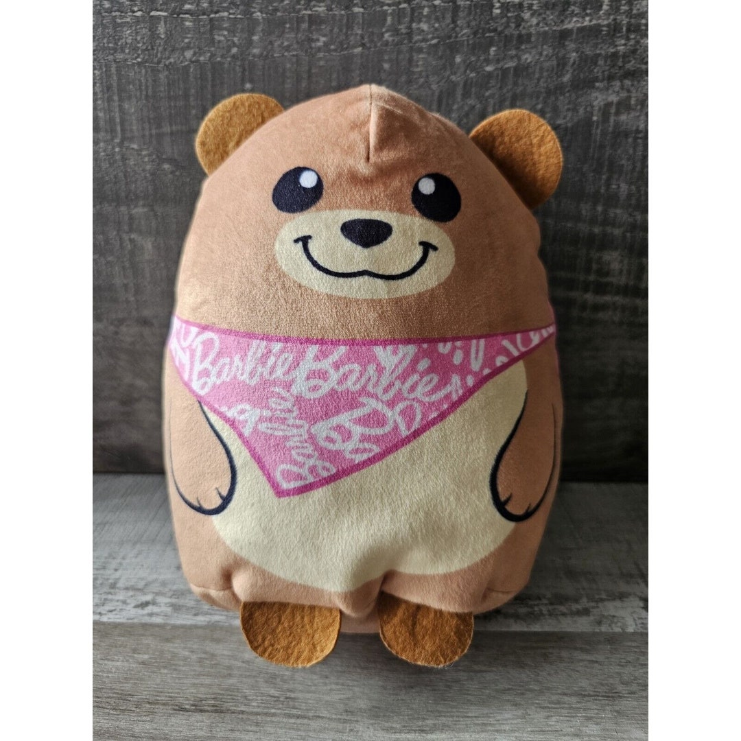 Barbie Teddy Bear Squish Soft Squishy Stuffed Animal Plush Pink Bandana ...