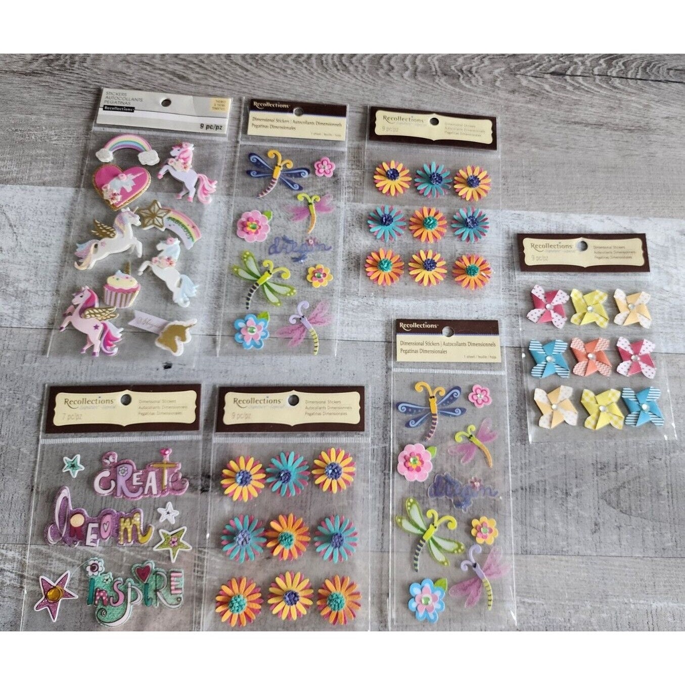 3D Stickers LOT - Recollections - Unicorns Girls Flowers Dragonflies ...