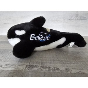 RARE Vtg Sea World Shamu Plush Orca Killer Whale 12" Stuffed Animal ...