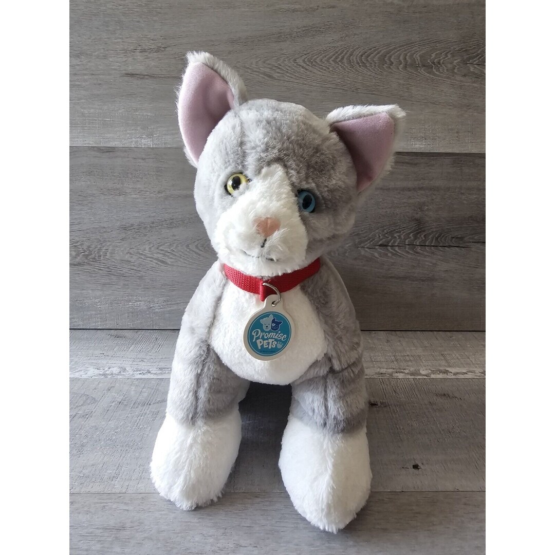 Build A Bear Promise Pets Cat Plush Striped Gray and White 12” Calico ...