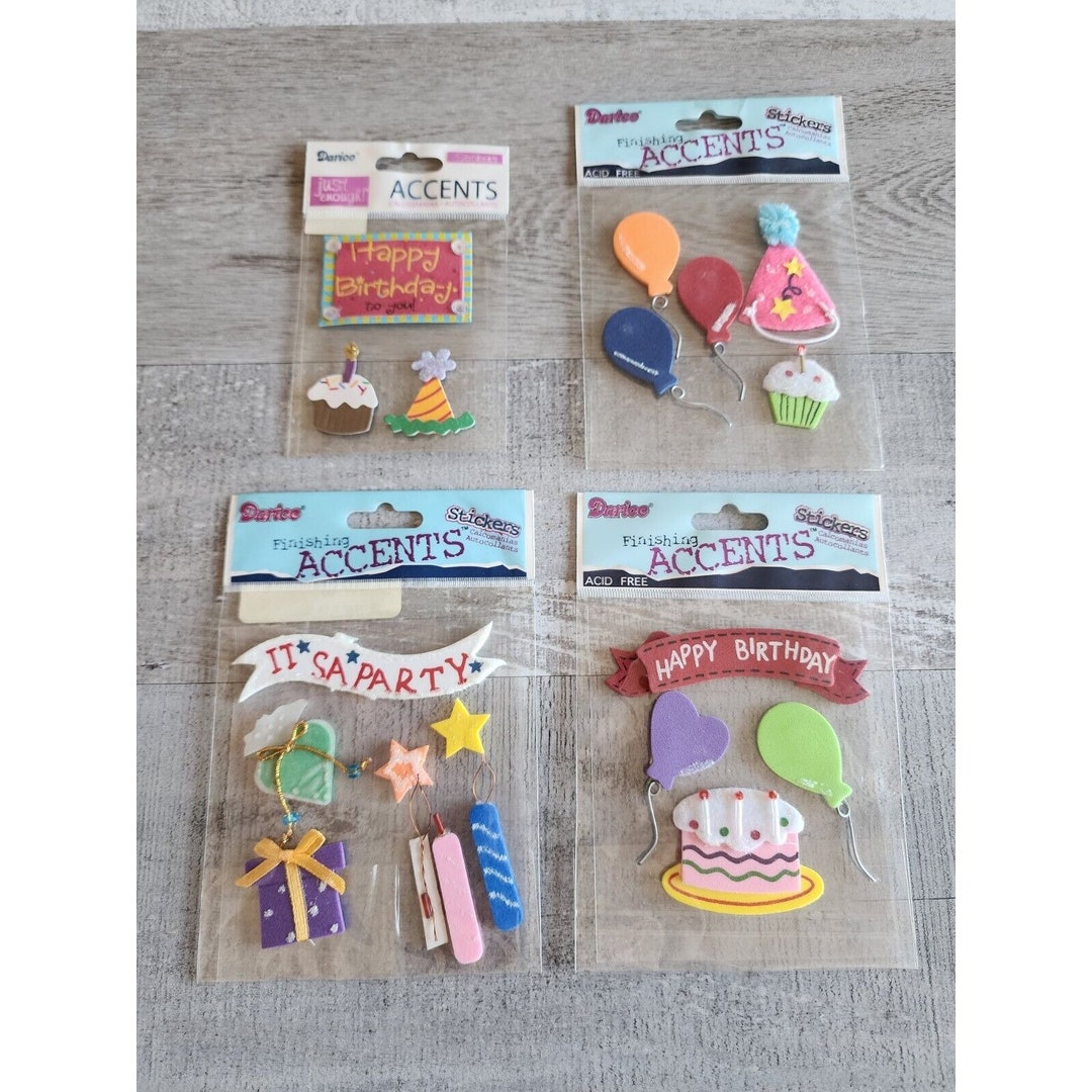NEW 3D Birthday Party Scrapbook Stickers Embellishments Retired Darice ...