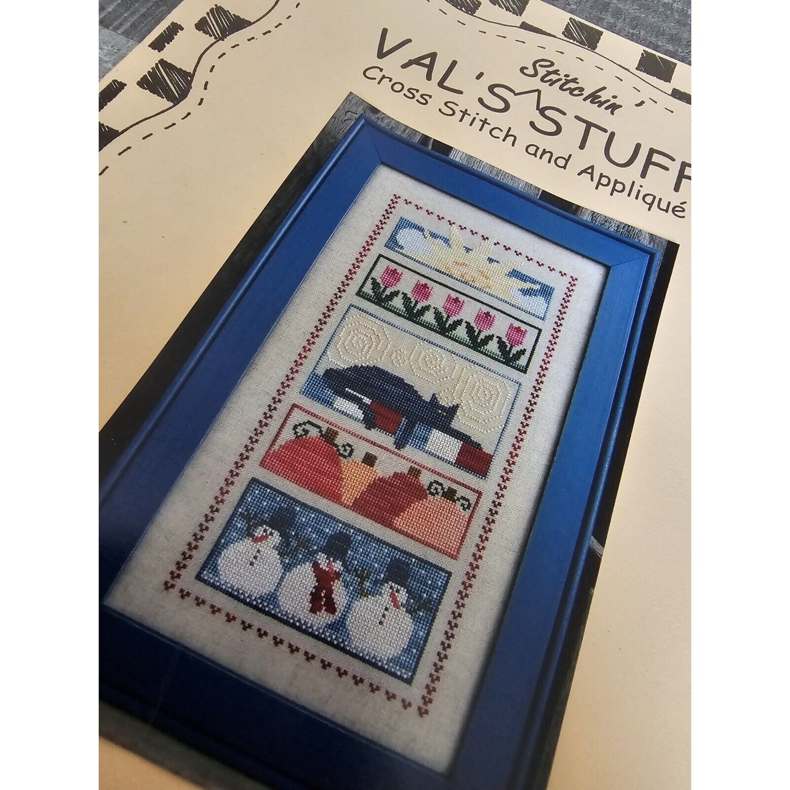 Val's Stitchin Stuff Seasons Cross Stitch & Applique Chart Vtg New 125b ...